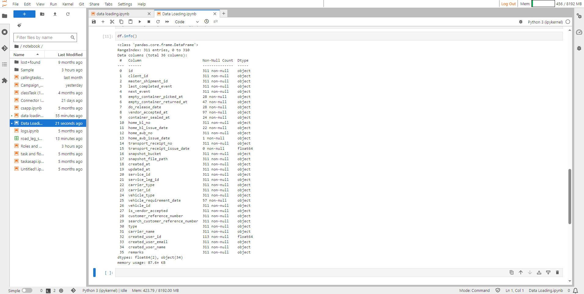Data Loading through Notebook — ConverSight Documentation